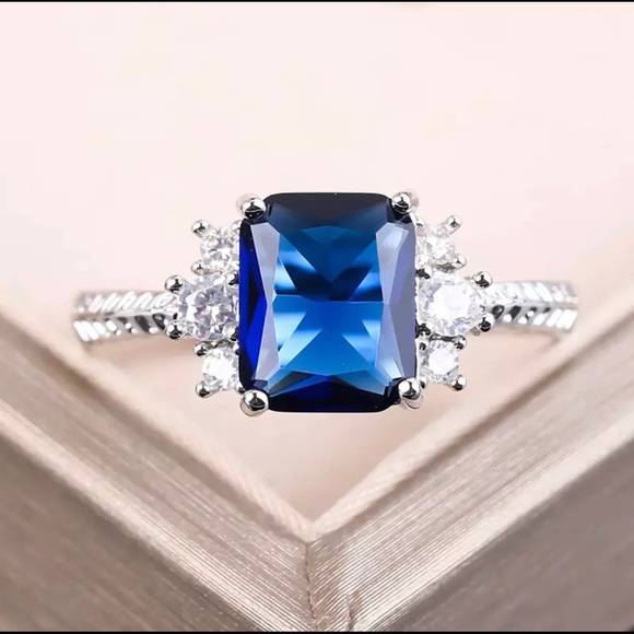 Jewelry | Dark Blue Emerald Cut Ring | Poshmark